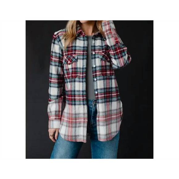 Panache | Tops | New Panache Plaid Flannel In Navy Red And Cream | Poshmark